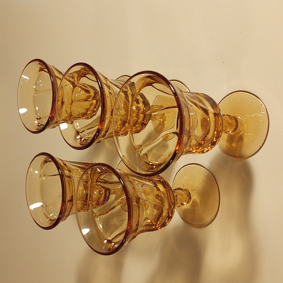 Vintage | Dining | Vintage Amber Glass Juice Brandy Desert Holiday Stem ...